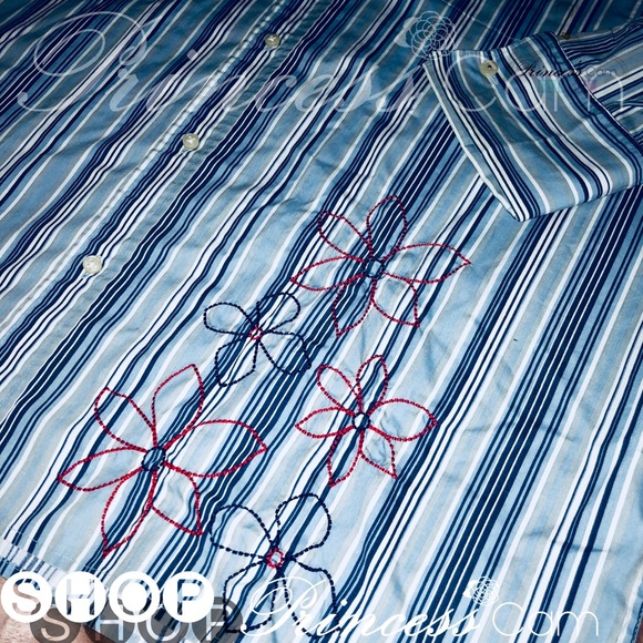 P.J. Mark | Shirts | Pj Mark Mens Striped Floral Accent Button Down ...